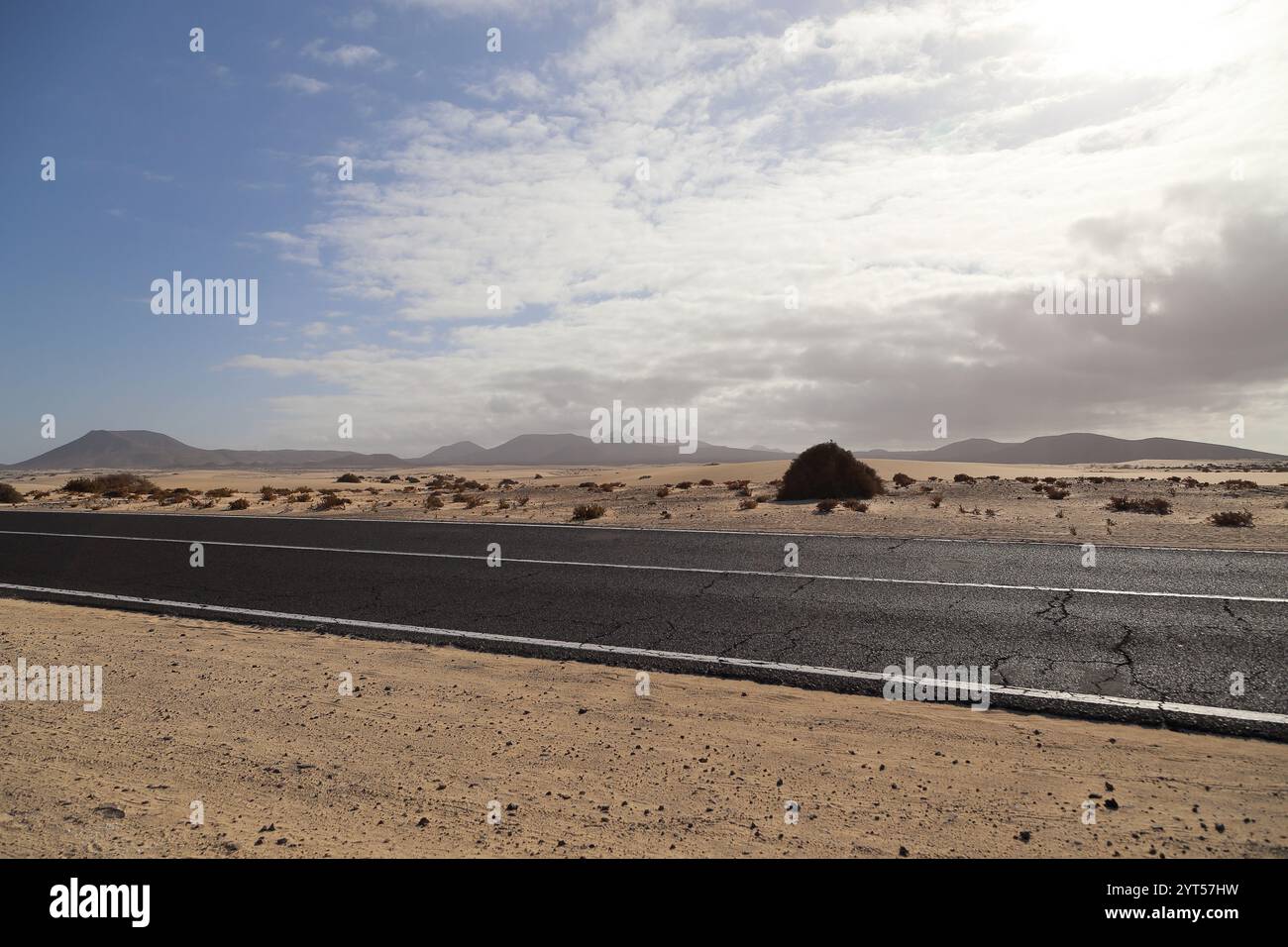 Scenic Desert Road with Mountain Stock Photo - Alamy