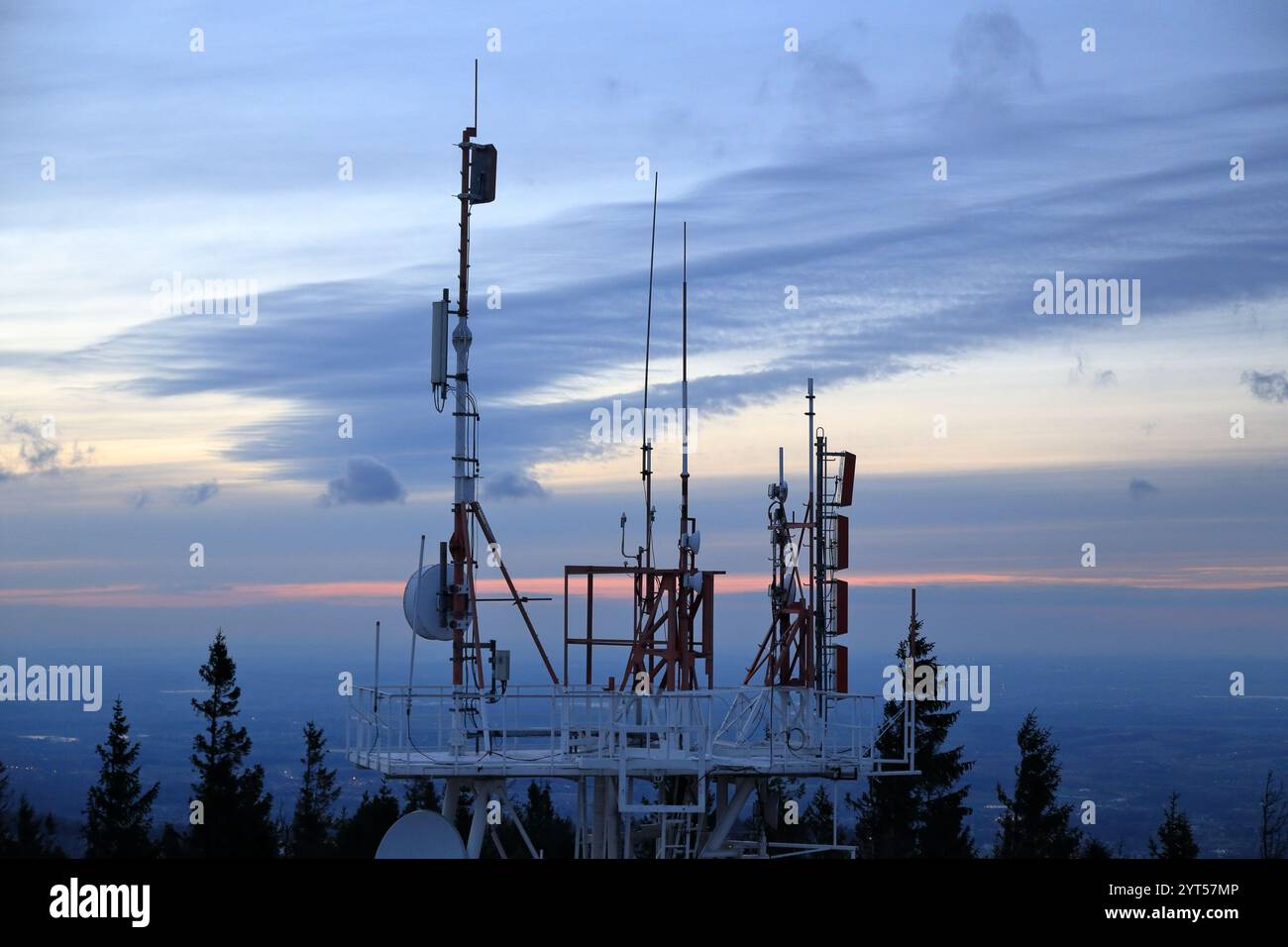 Modern telecommunication mast in remote hi-res stock photography and ...