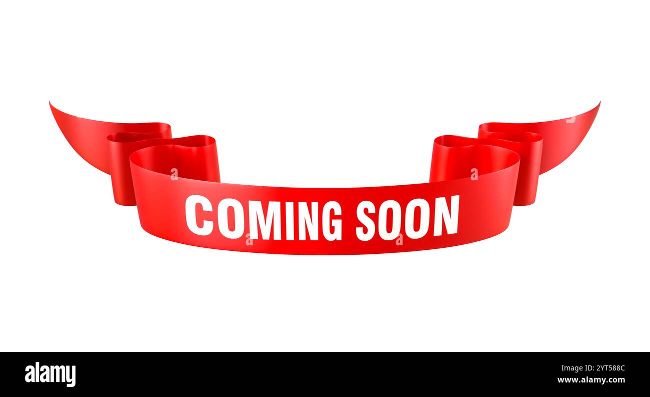 Red ribbon showing coming soon on transparent background 3d Stock Photo ...