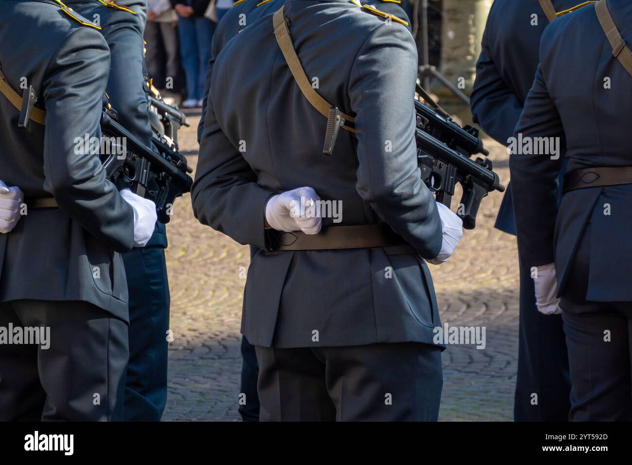 Italian soldiers standing in formation, wearing uniforms, holding ...