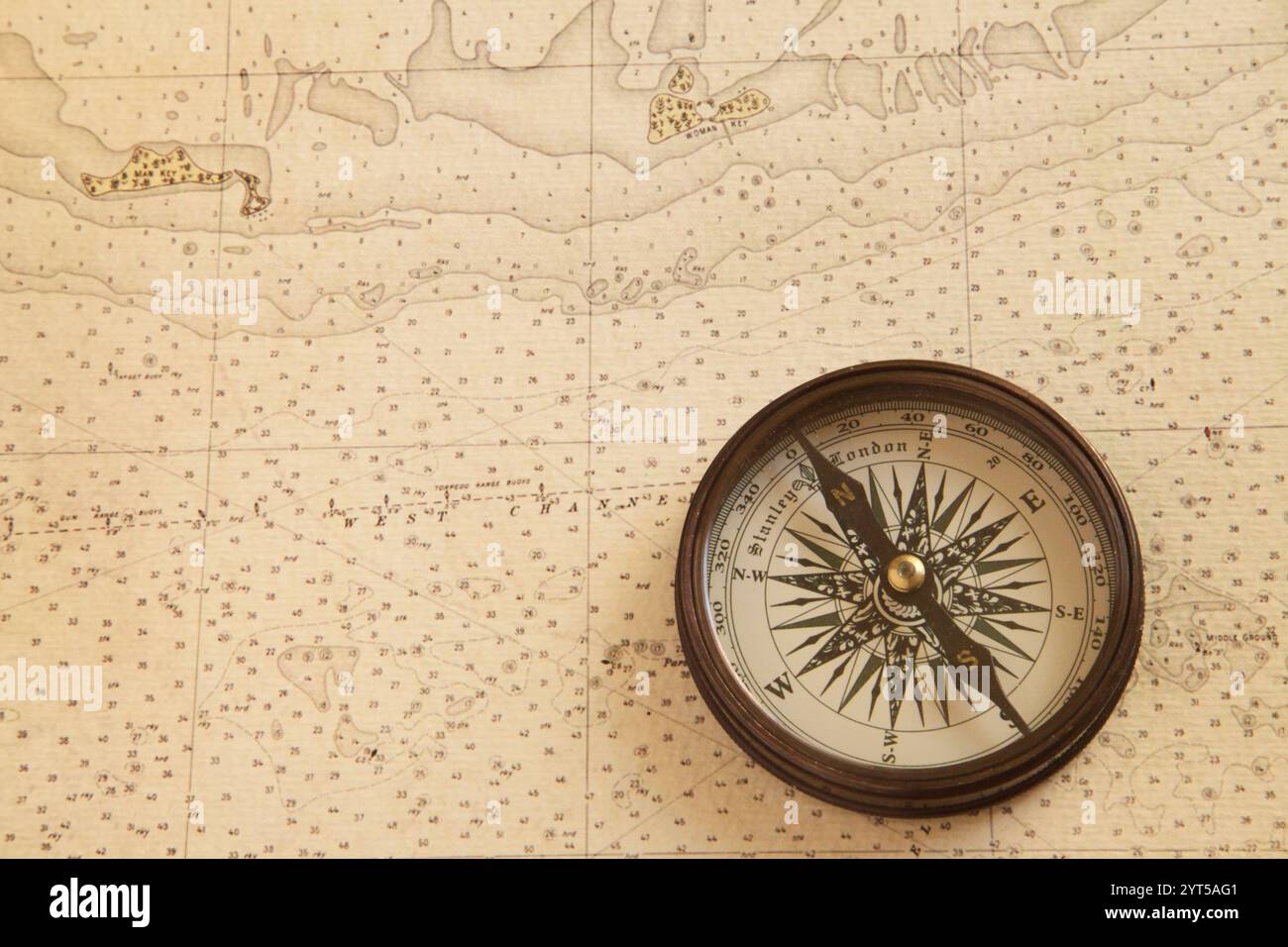 Old map and compass Stock Photo - Alamy