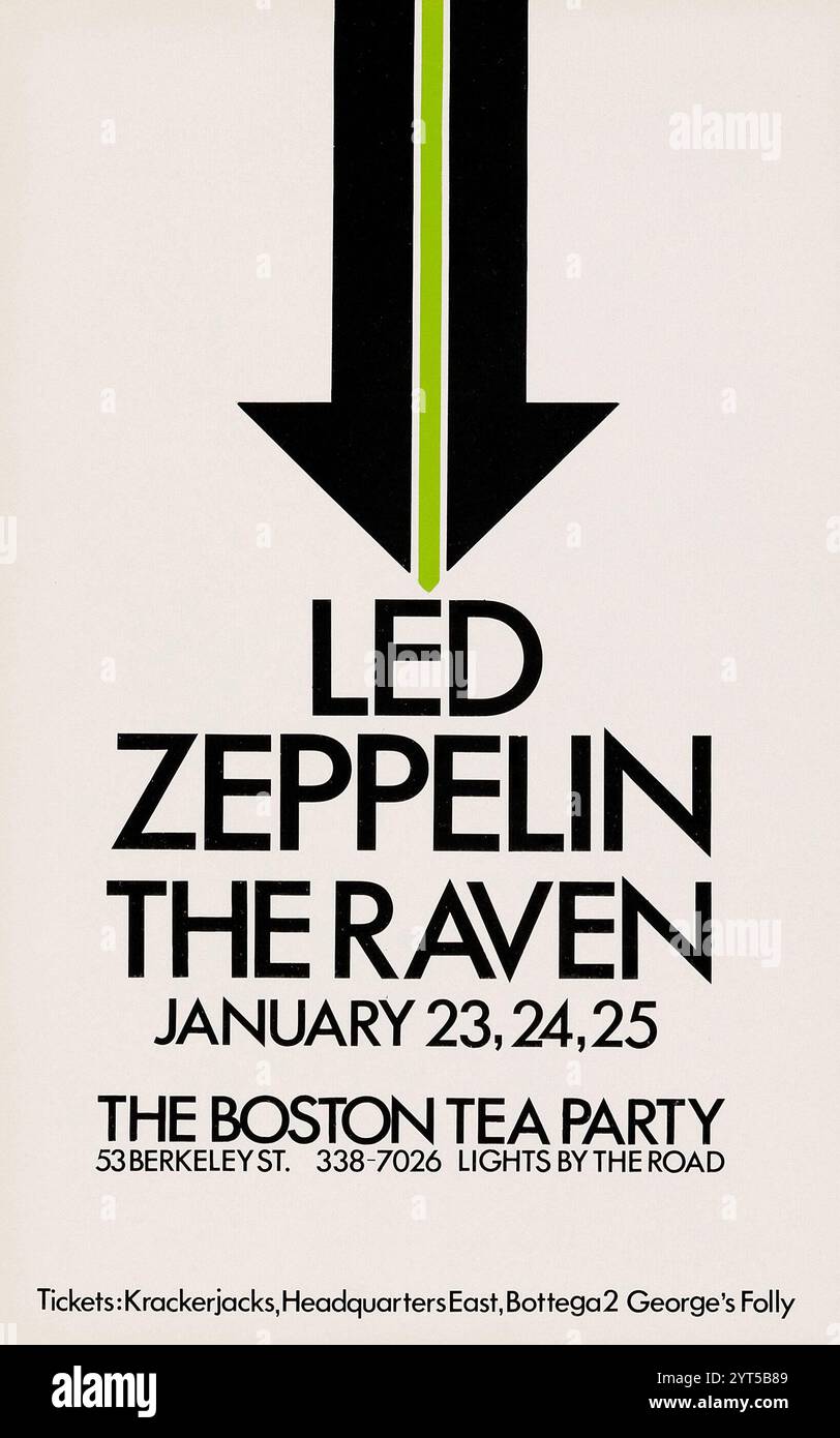 Led Zeppelin - Boston Tea Party Concert Poster 1969 - their first tour ...