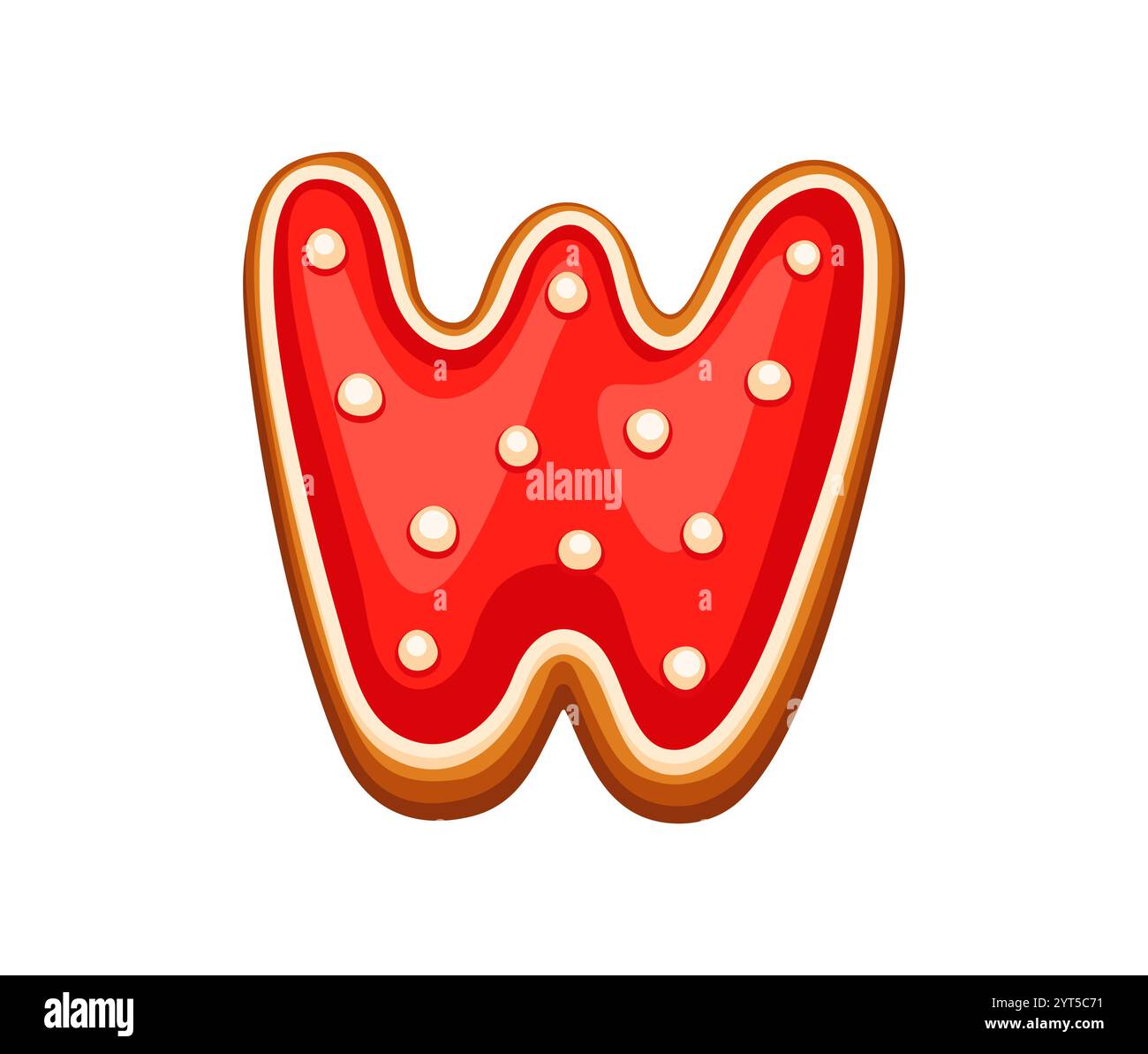 Gingerbread letter W with red icing and white sprinkles. Festive ...