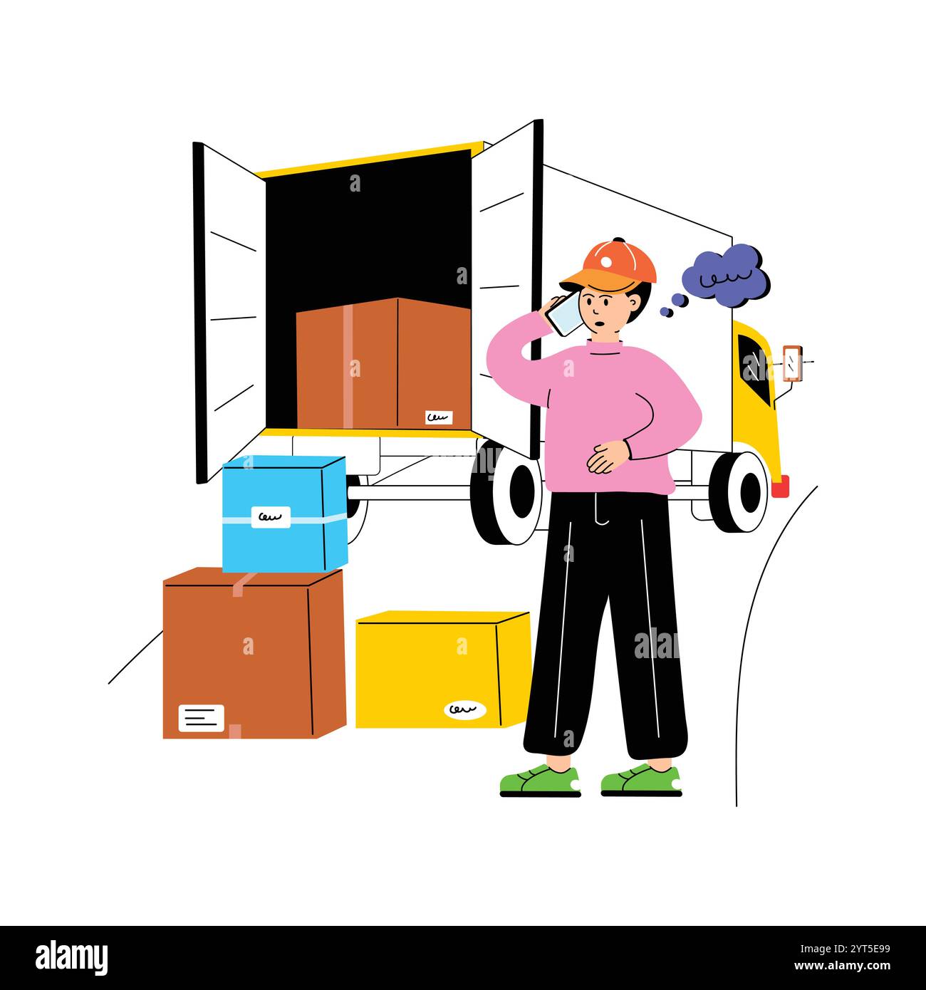 Delivery man parcel damage Stock Vector Images - Alamy