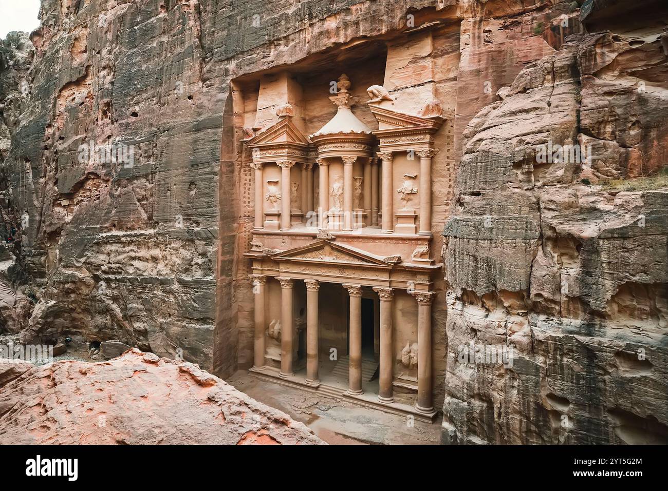 El Hazne famous rock temple-mausoleum, Treasury of Pharaoh. in the ...