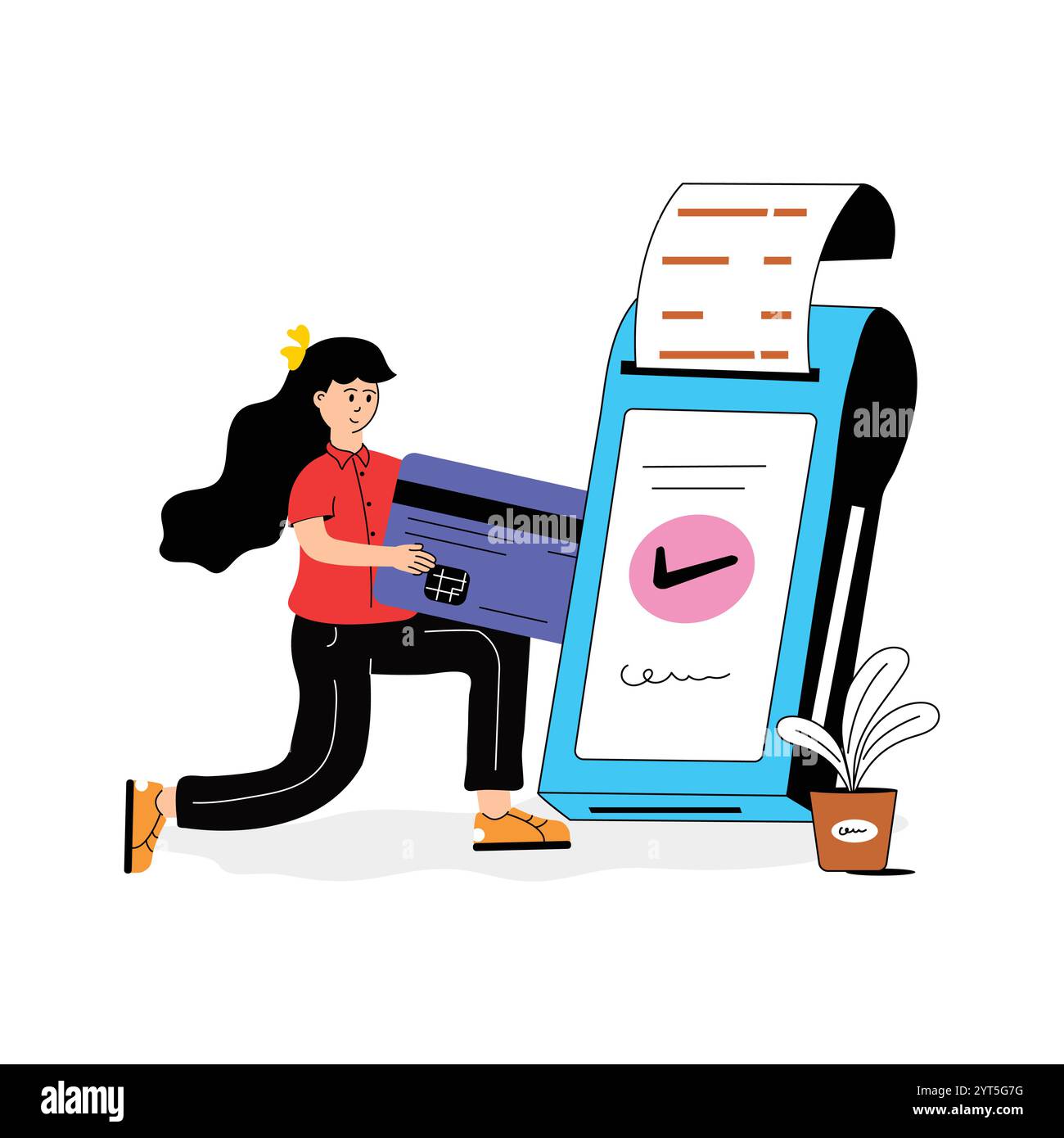 A girl making a card payment, secure payment, fast transaction Stock ...