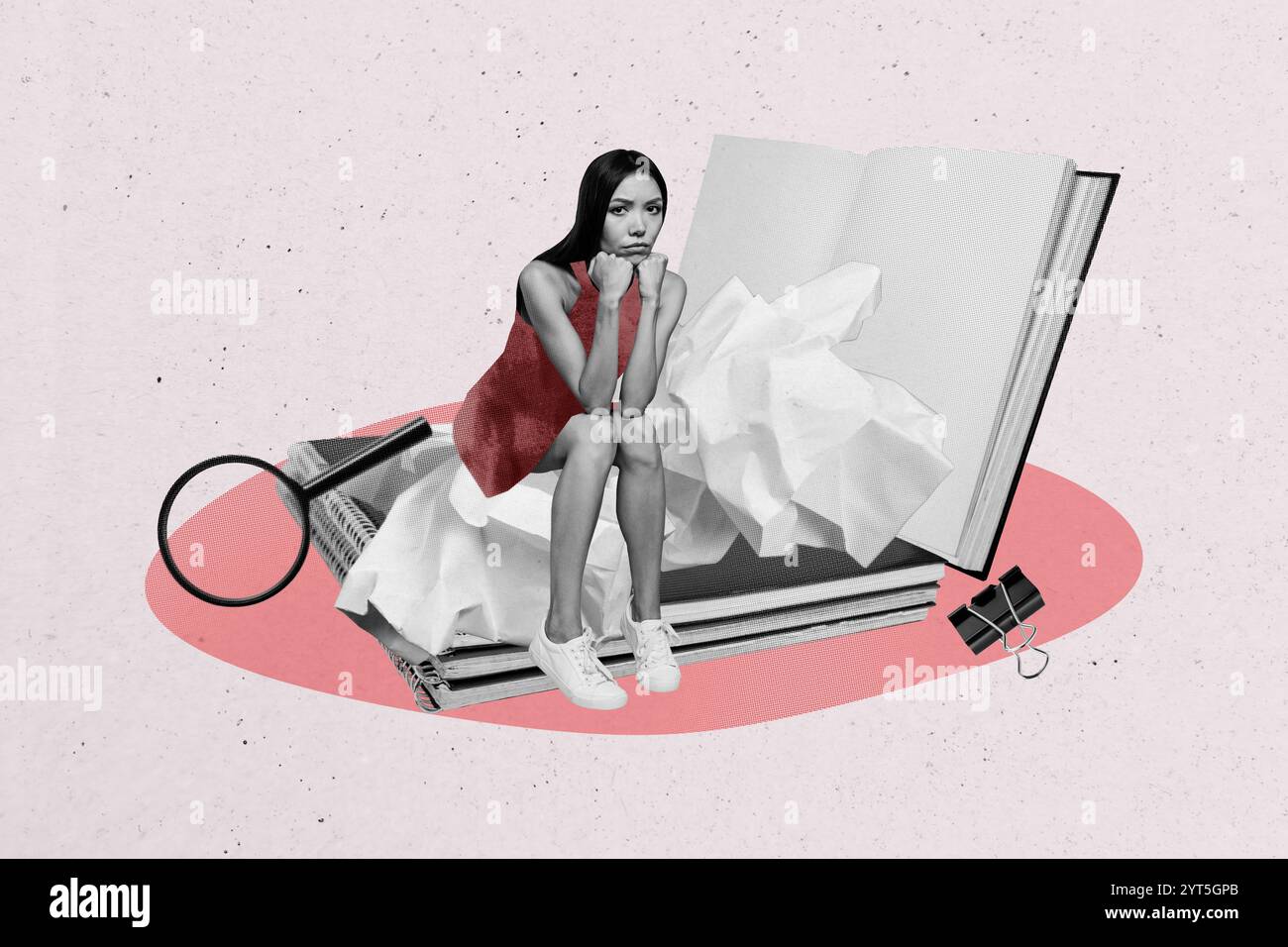 Composite image montage trend artwork 3D collage of young lady study ...