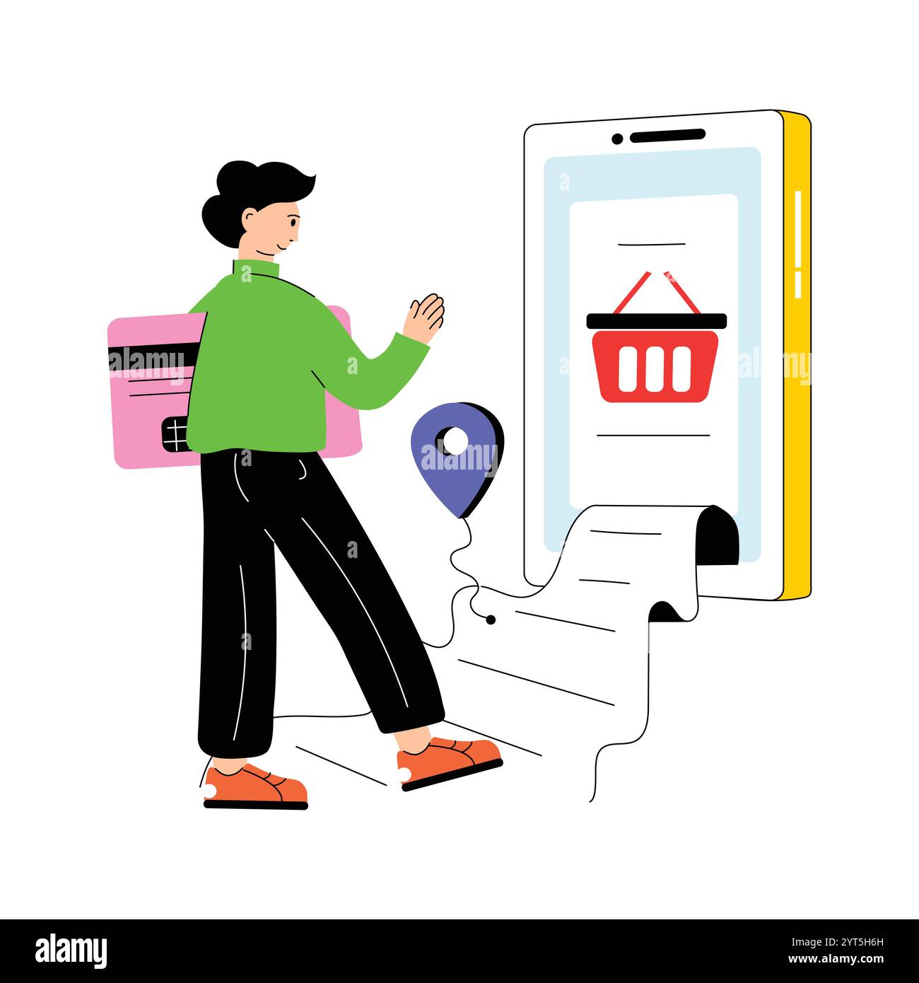 Customer receiving and checking the order receipt, order receipt ...