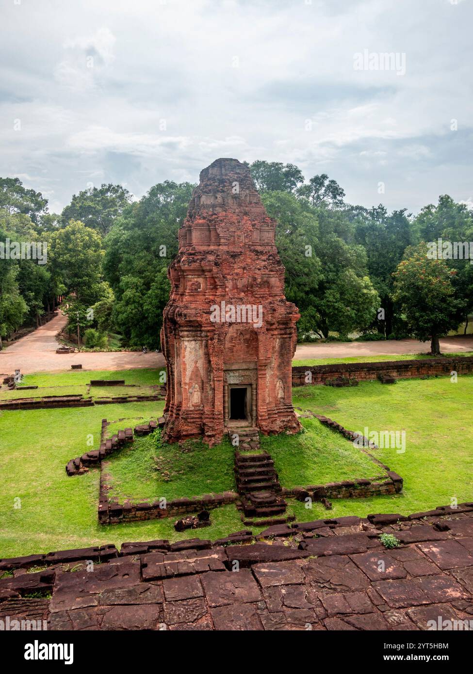 Details, sculptures and structures of the Bakong temple in Cambodia ...