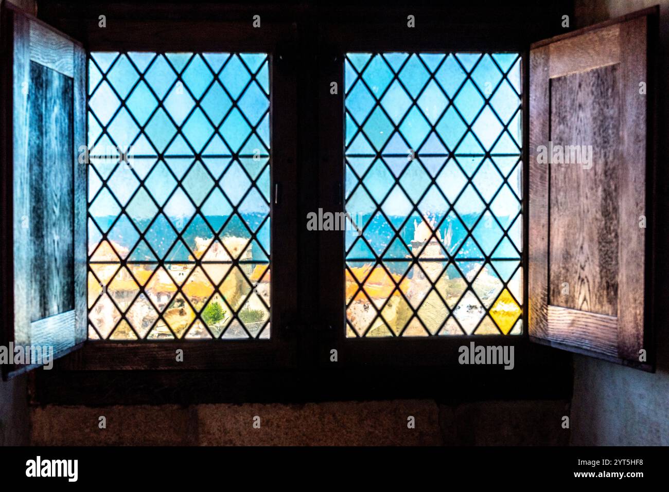 Collioure (south of France): window of a building of the Royal Castle ...