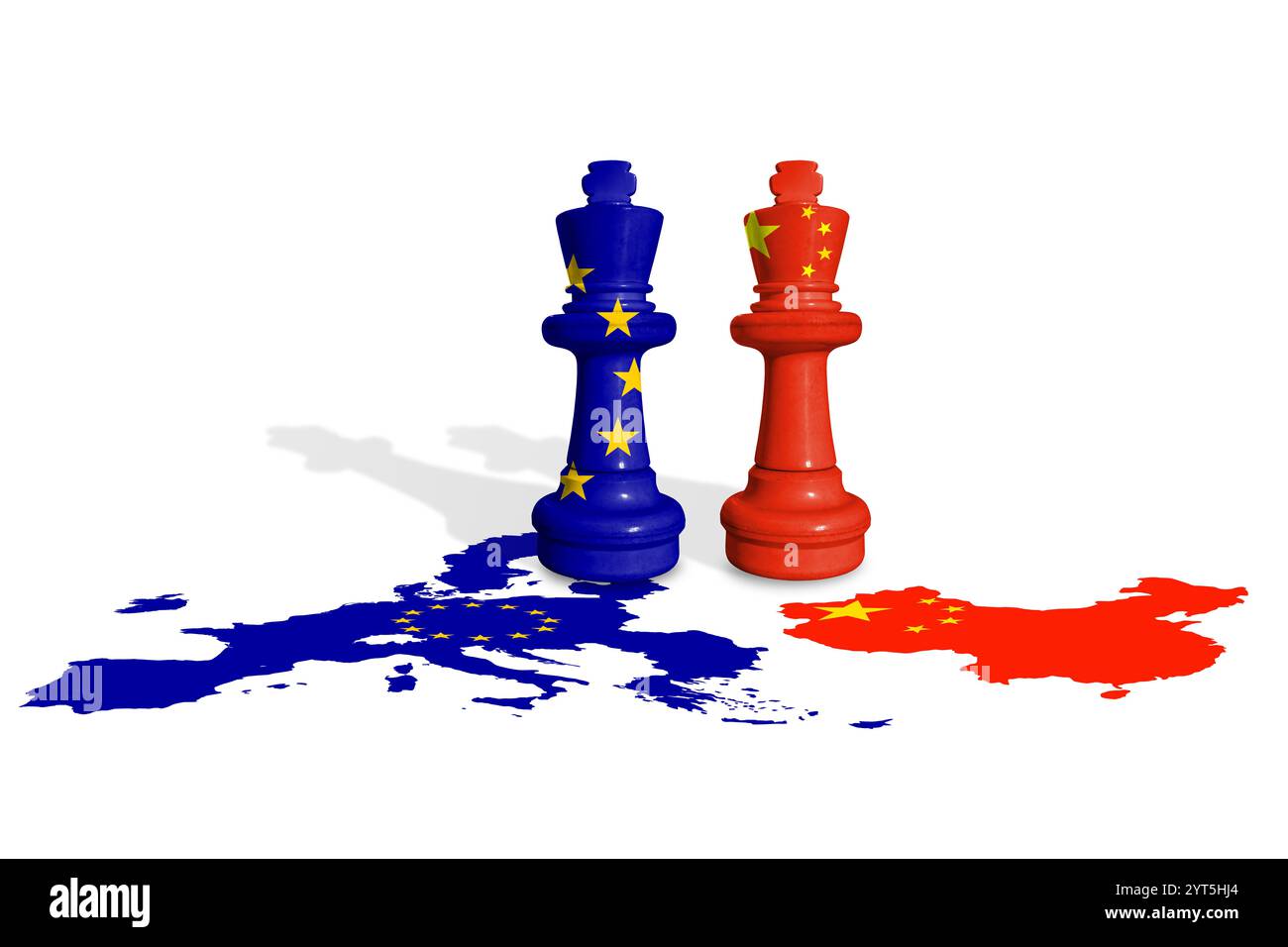 Chess made from EU and China flags. Europe Union and China trade war ...