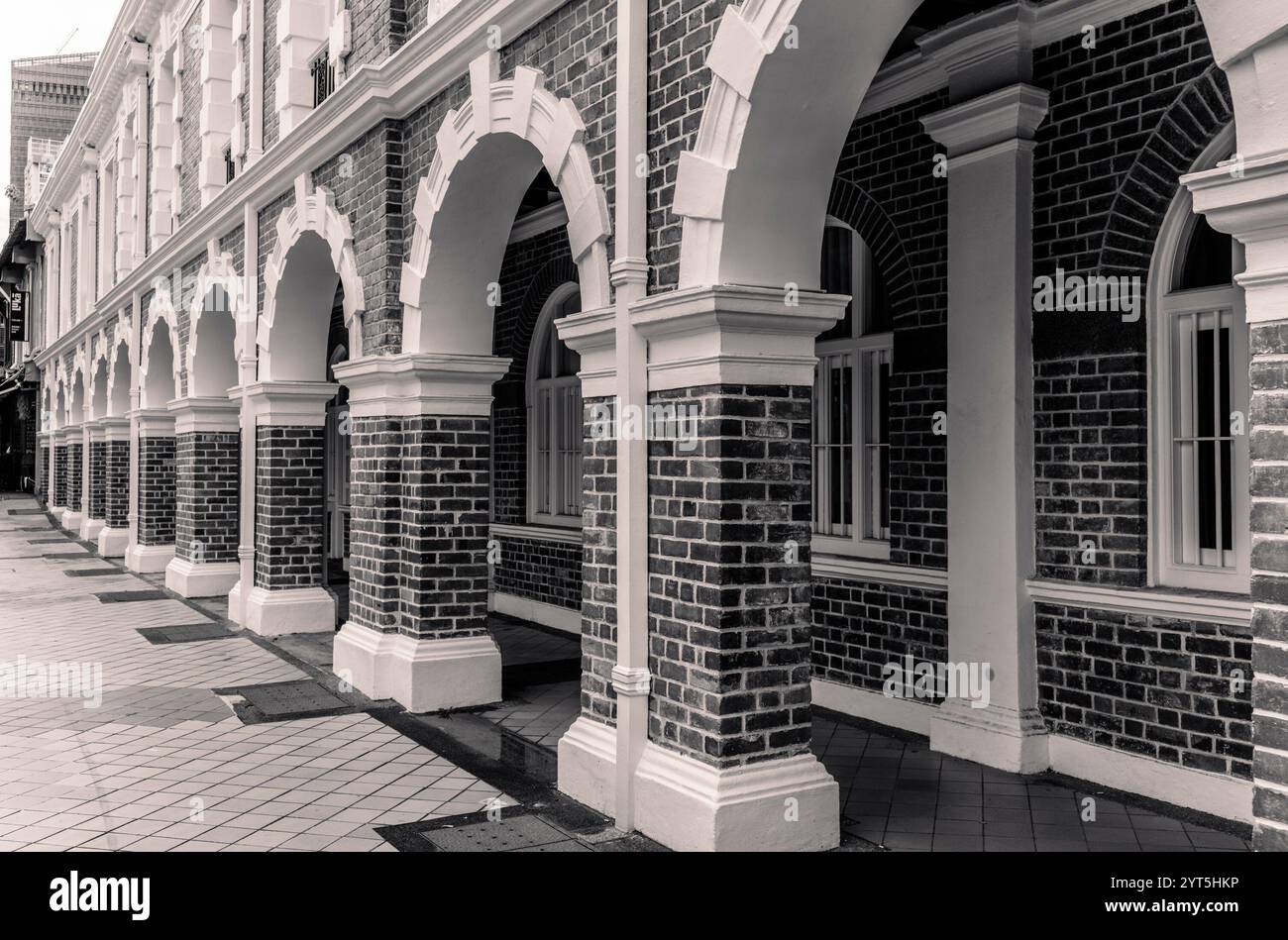 The brick walls, arches and pilasters of the Jinrikisha Station in ...