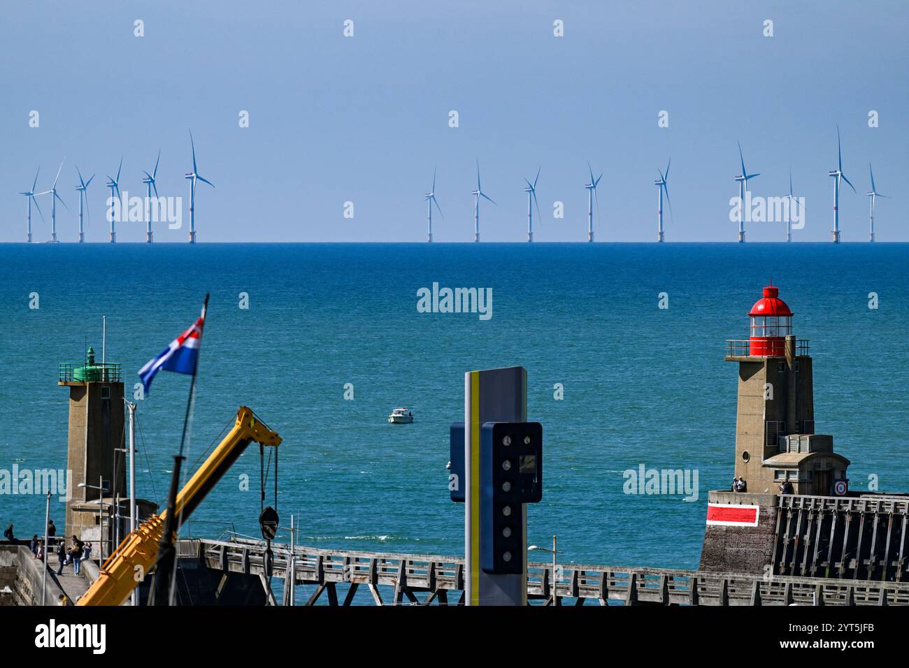Fécamp (Normandy, northern France): view of the Fecamp Offshore Wind ...