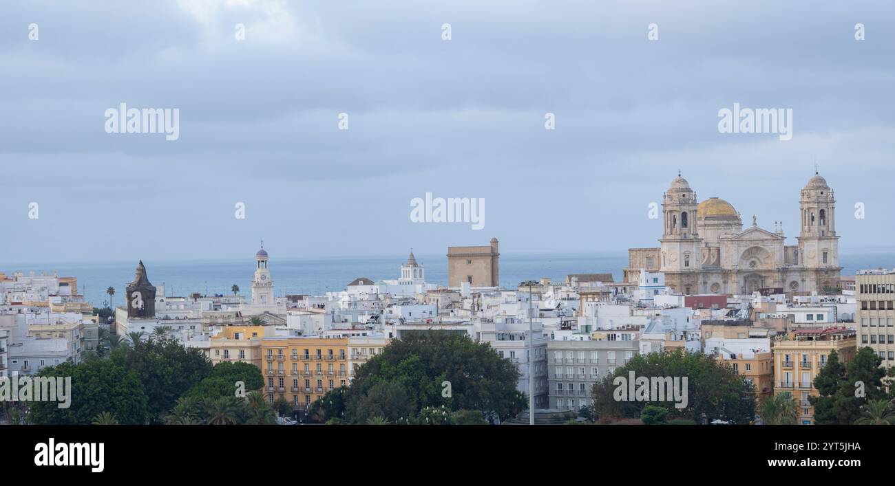 Cadiz, spain, September 12 2024 Aerial panoramic view of the old city ...