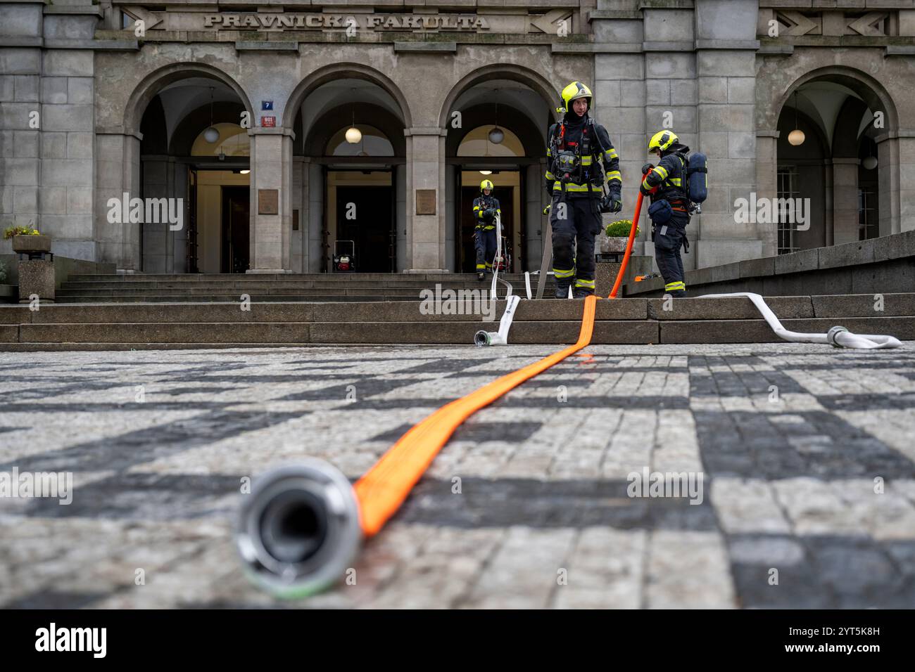 Prague, Czech Republic. 06th Dec, 2024. Fire and evacuation exercise of ...