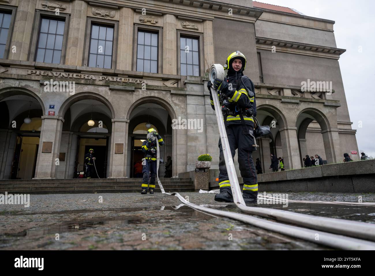 Prague, Czech Republic. 06th Dec, 2024. Fire and evacuation exercise of ...