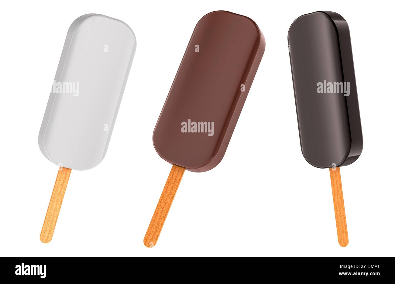 Chocolate Ice Cream Bars, 3D rendering isolated on white background ...