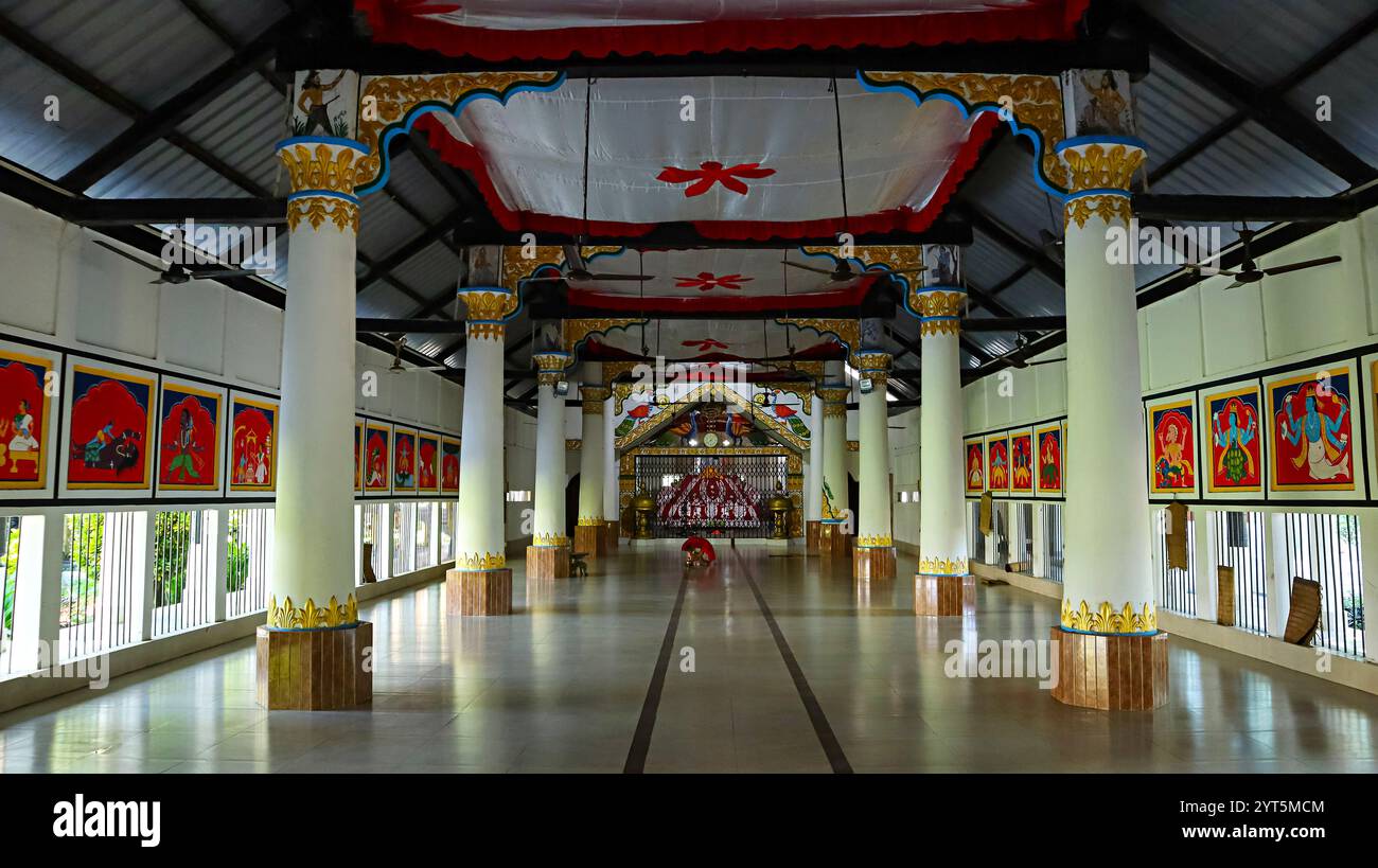 Inside View of Uttara Kamalabari Satra, 18th-century temple dedicated to Lord Krishna, situated ...