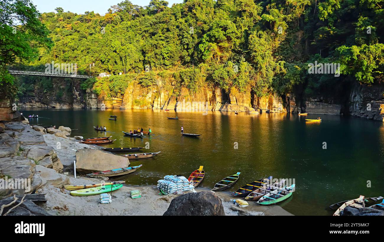 View of Dawki River, known as India's cleanest river, near the India ...