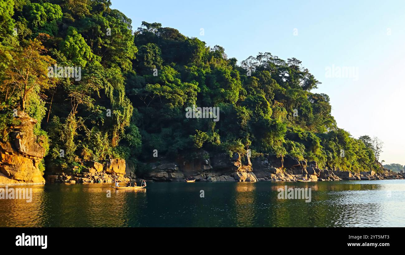 View of Dawki River, known as India's cleanest river, near the India ...