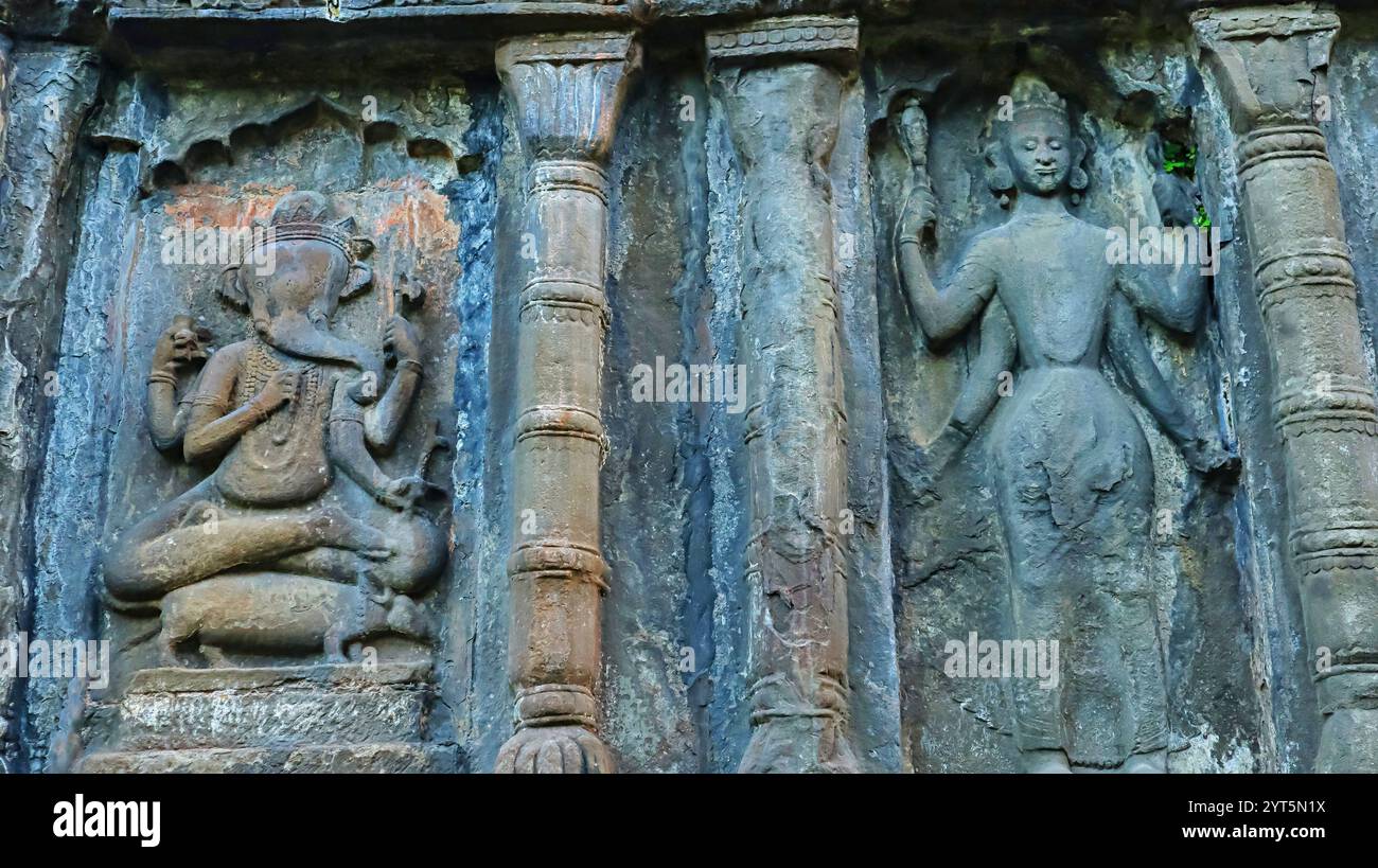 Carvings of Lord Ganesha and Lord Vishnu on Joysagar Dol, Sivasagar ...