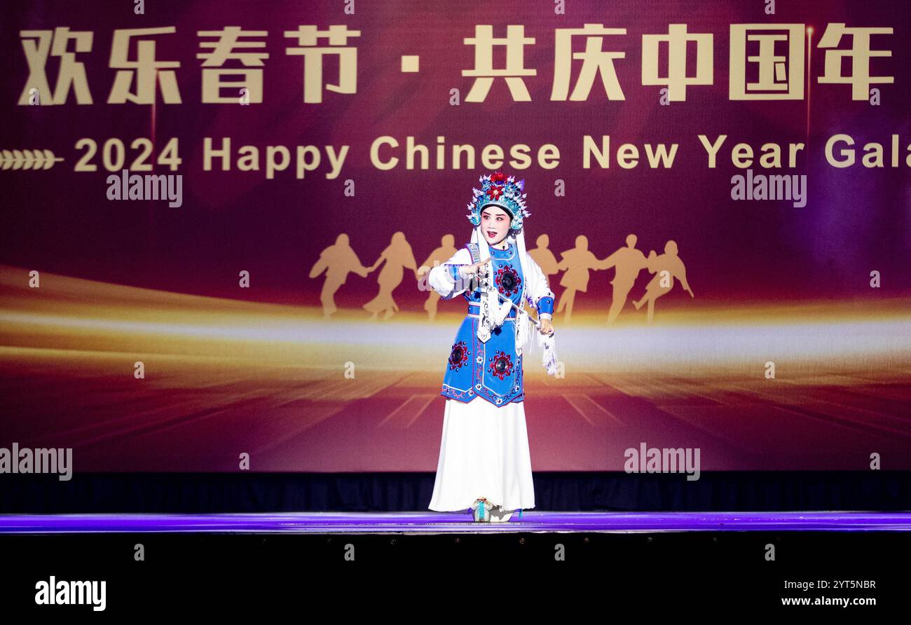 Beijing, South Africa. 29th Jan, 2024. An artist performs Yu Opera during the 2024 Happy Chinese ...