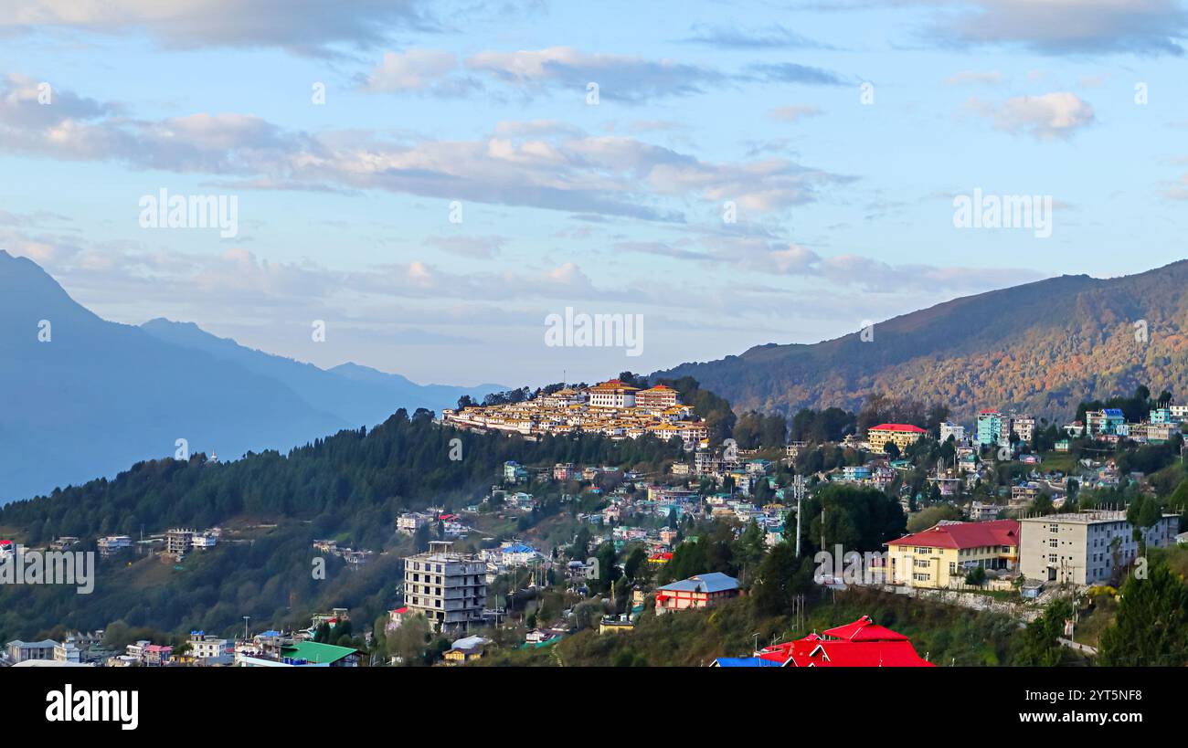 Morning View of Tawang Town and Monastery, Tawang, Arunachal Pradesh ...