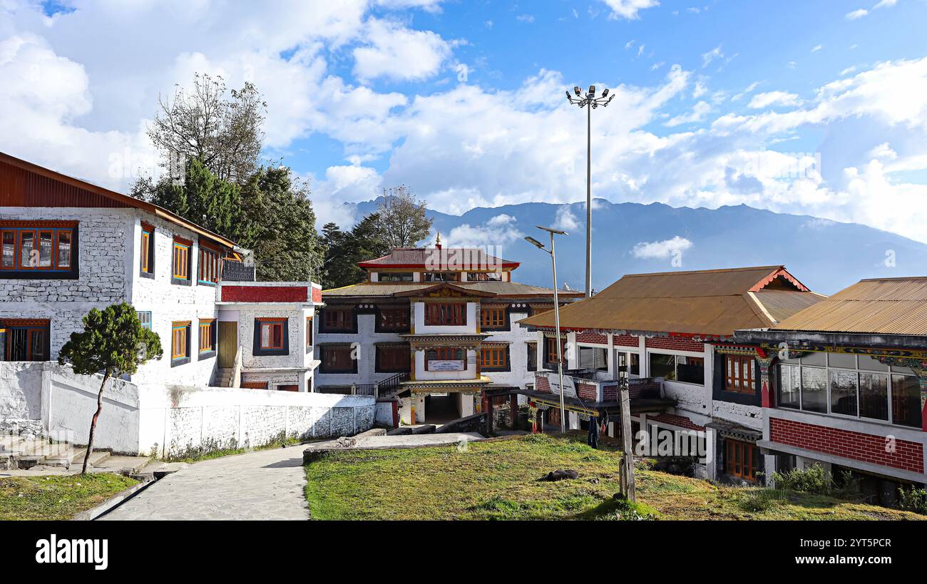 Scenic view of traditional monk quarters surrounding the Tawang ...