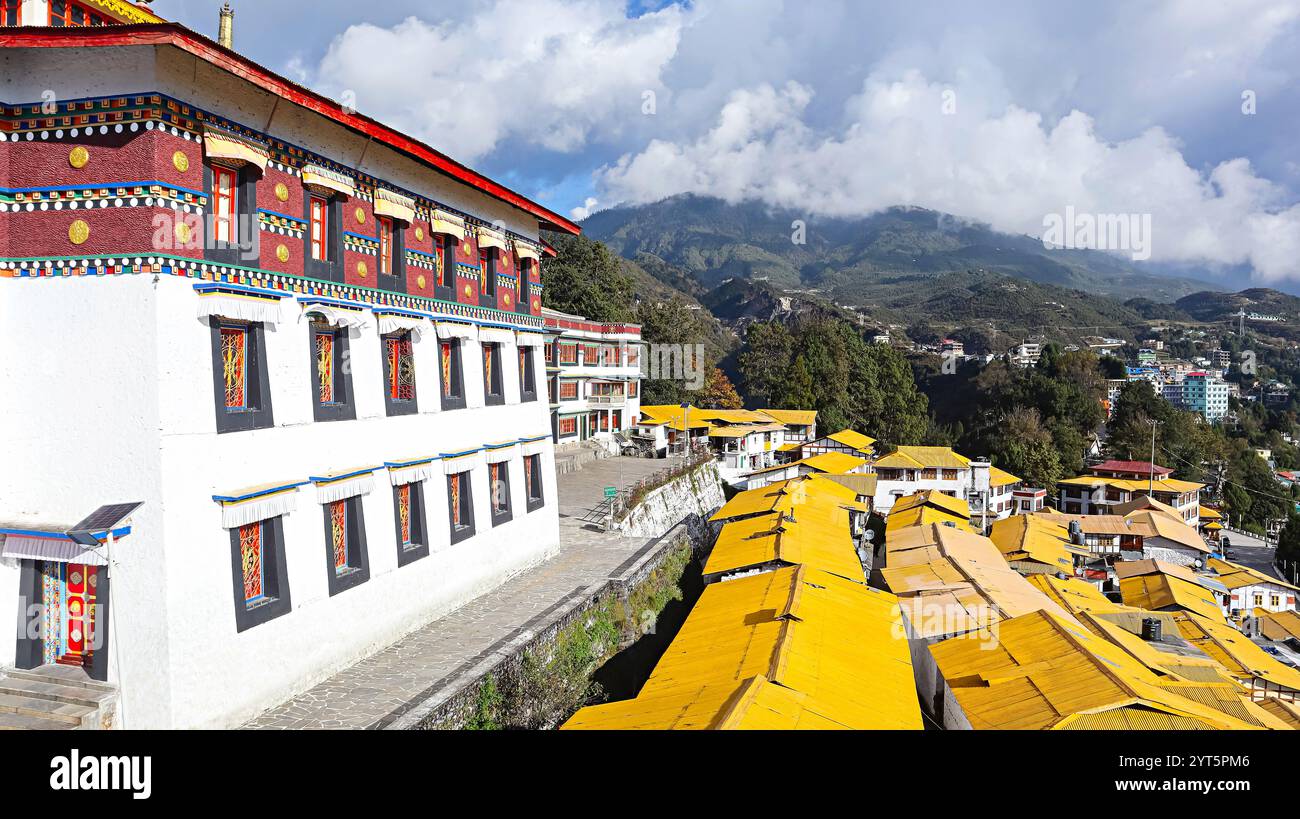 Panoramic view of Tawang Monastery and the adjacent monk residences ...
