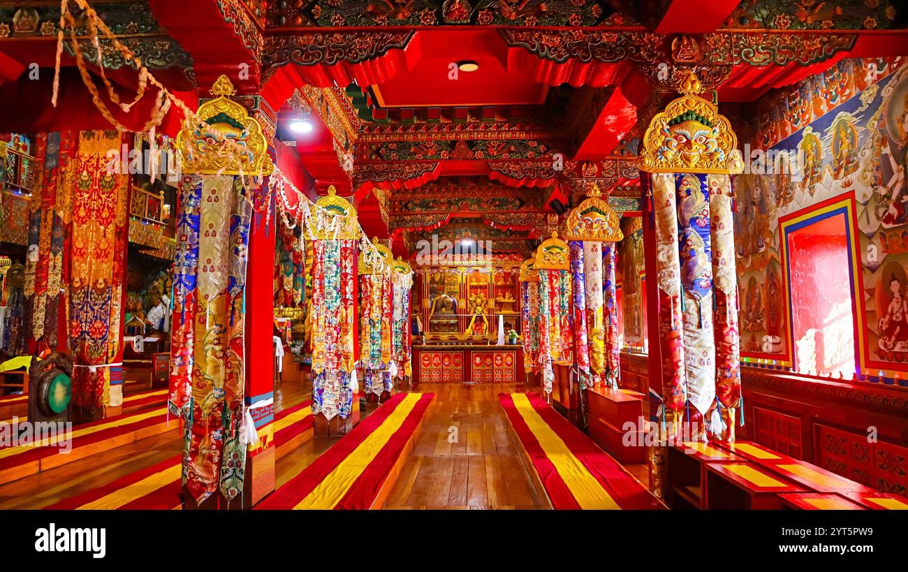 Inner sanctum view of Tawang Monastery highlighting ornate Buddhist ...