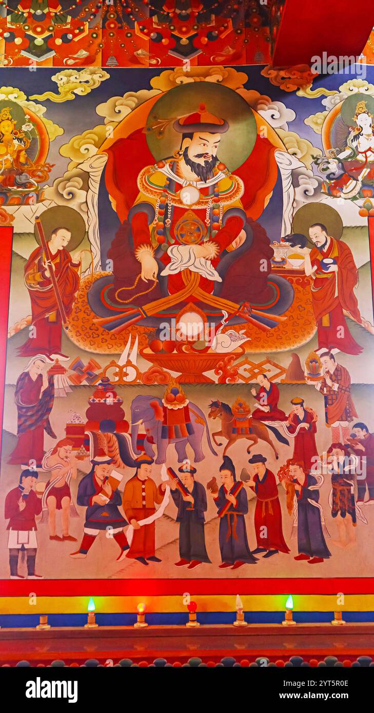 Detailed mural of a Buddhist deity symbolizing wisdom and compassion ...