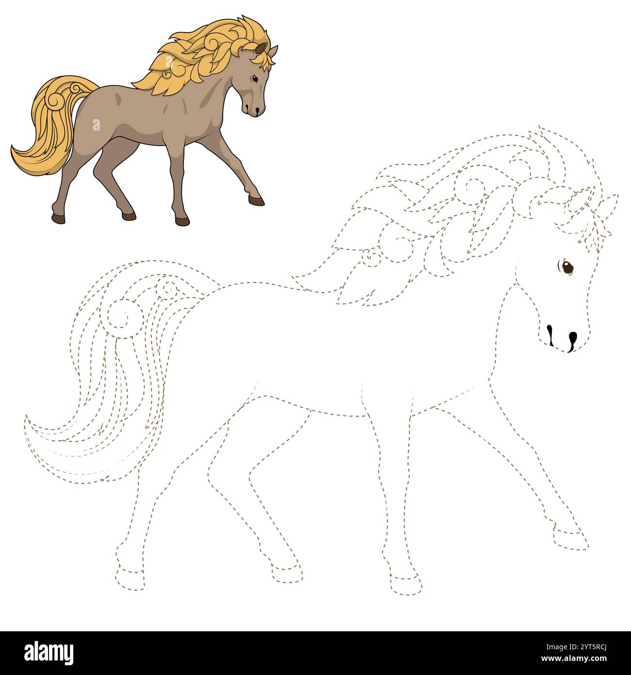 Connect dots to draw wild horse educational game Stock Vector Image ...