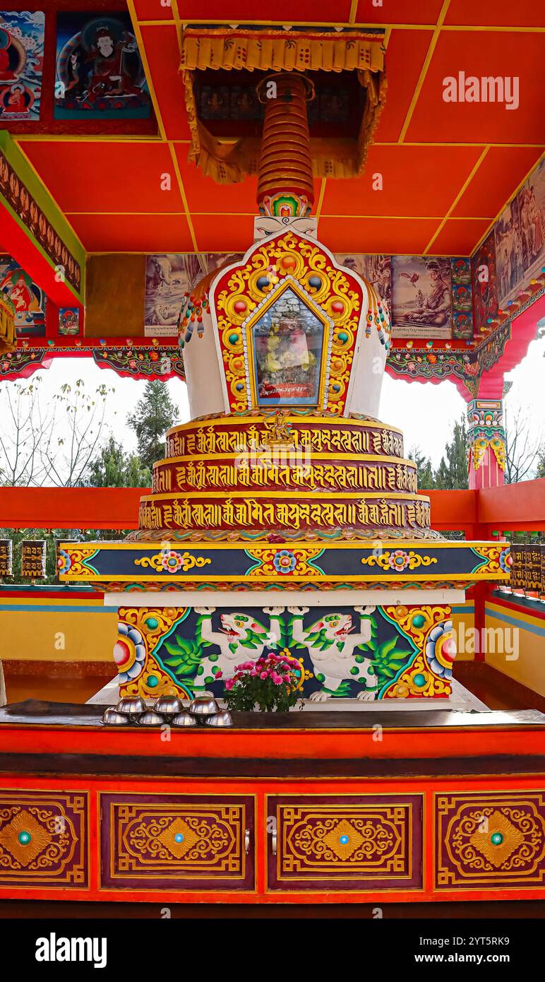 Serene view of the rear section of the Gompa (Buddhist monastery) at ...