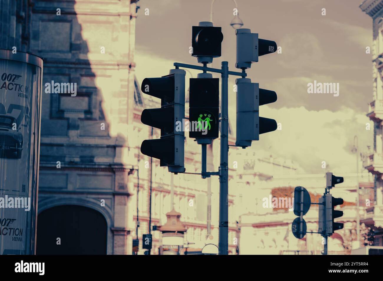 Romantic traffic light on a crosswalk in Vienna Stock Photo - Alamy