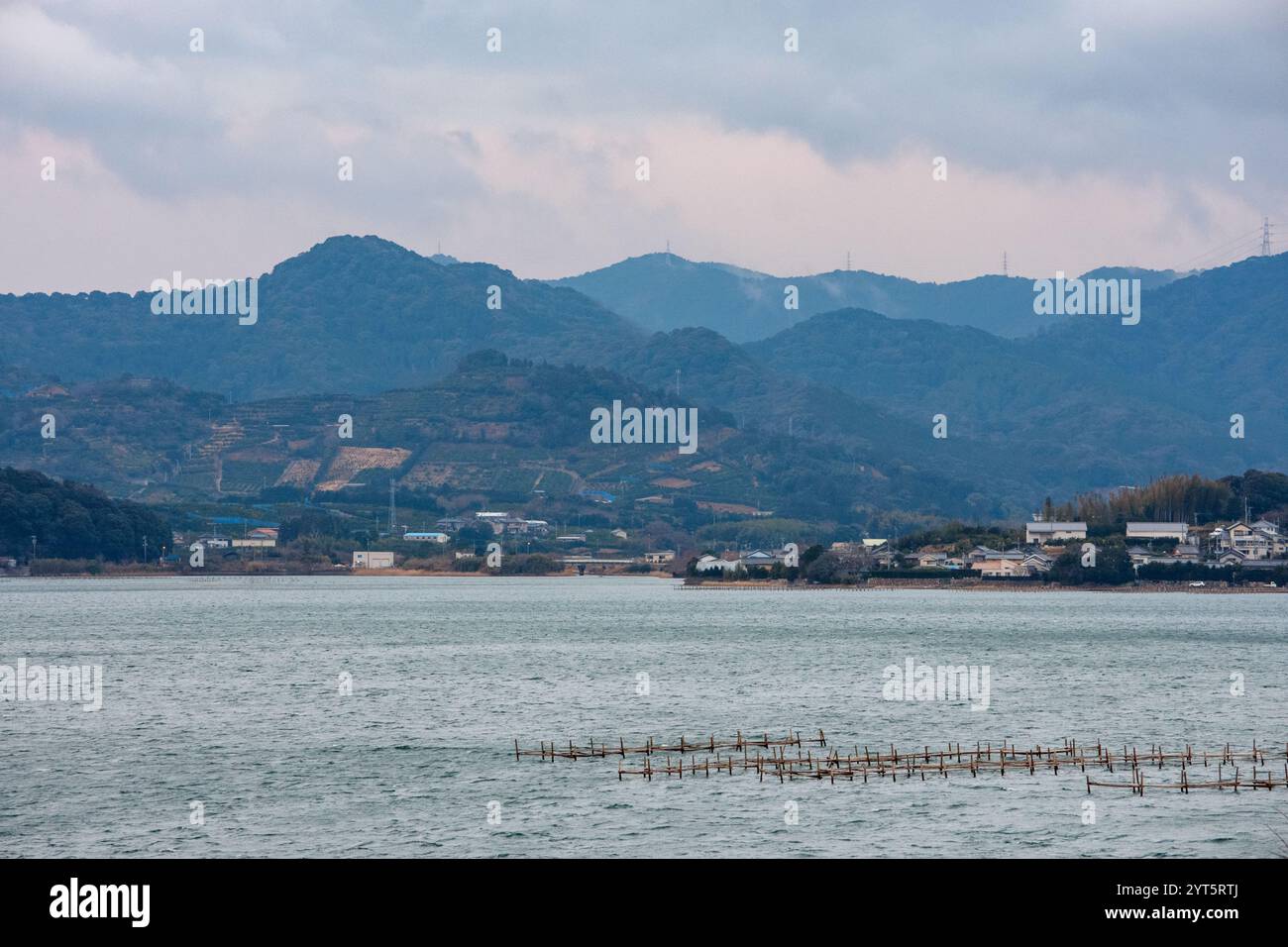View of Hamanakako, Lake Hamana, brackish lagoon lake connected to the ...