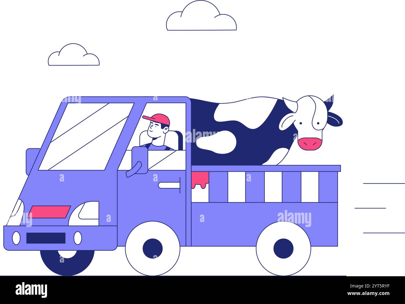 Cow Transported In A Truck In Flat Vector Illustration Symbolizing ...