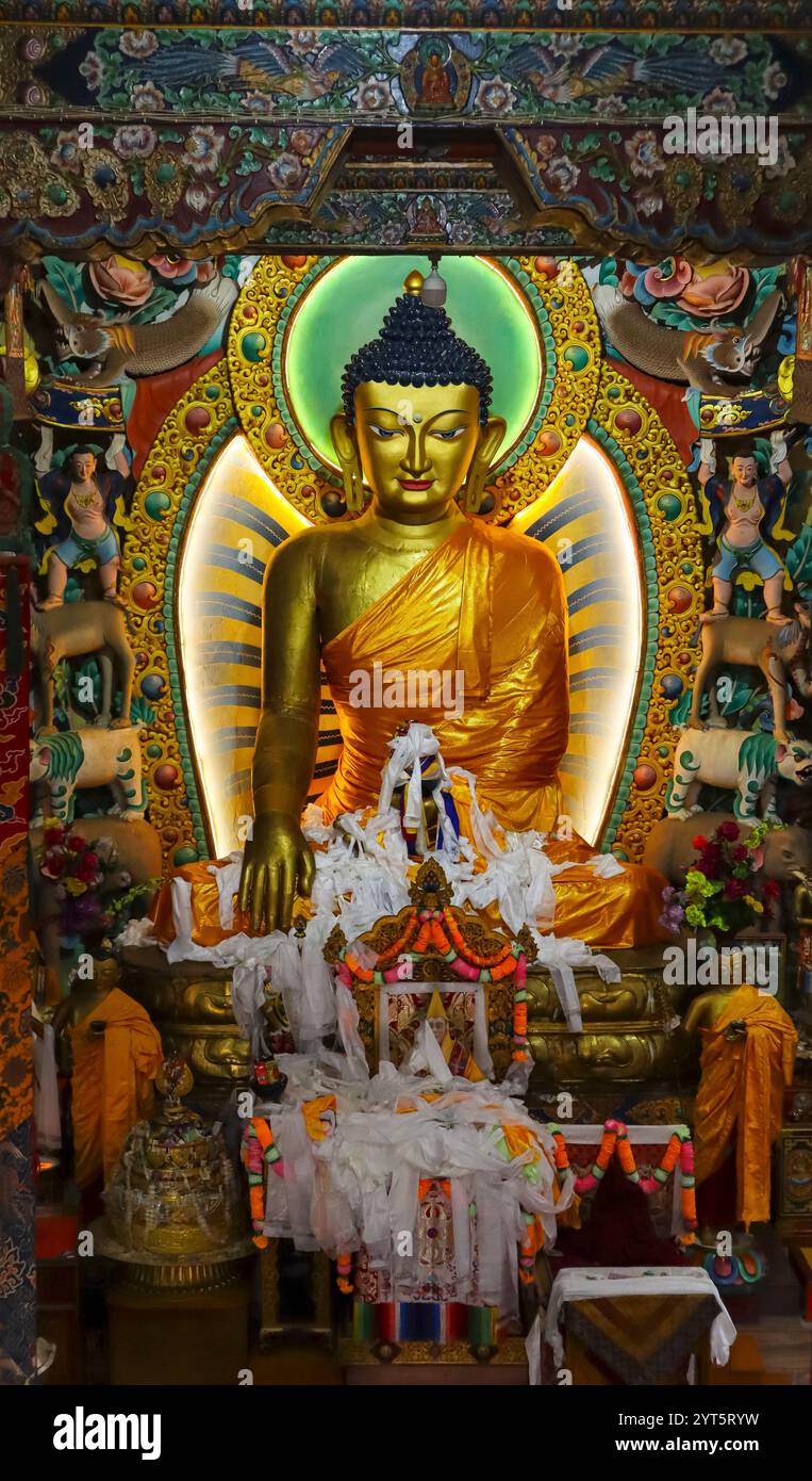Statue of Lord Buddha inside Tawang Monastery depicting his meditative ...
