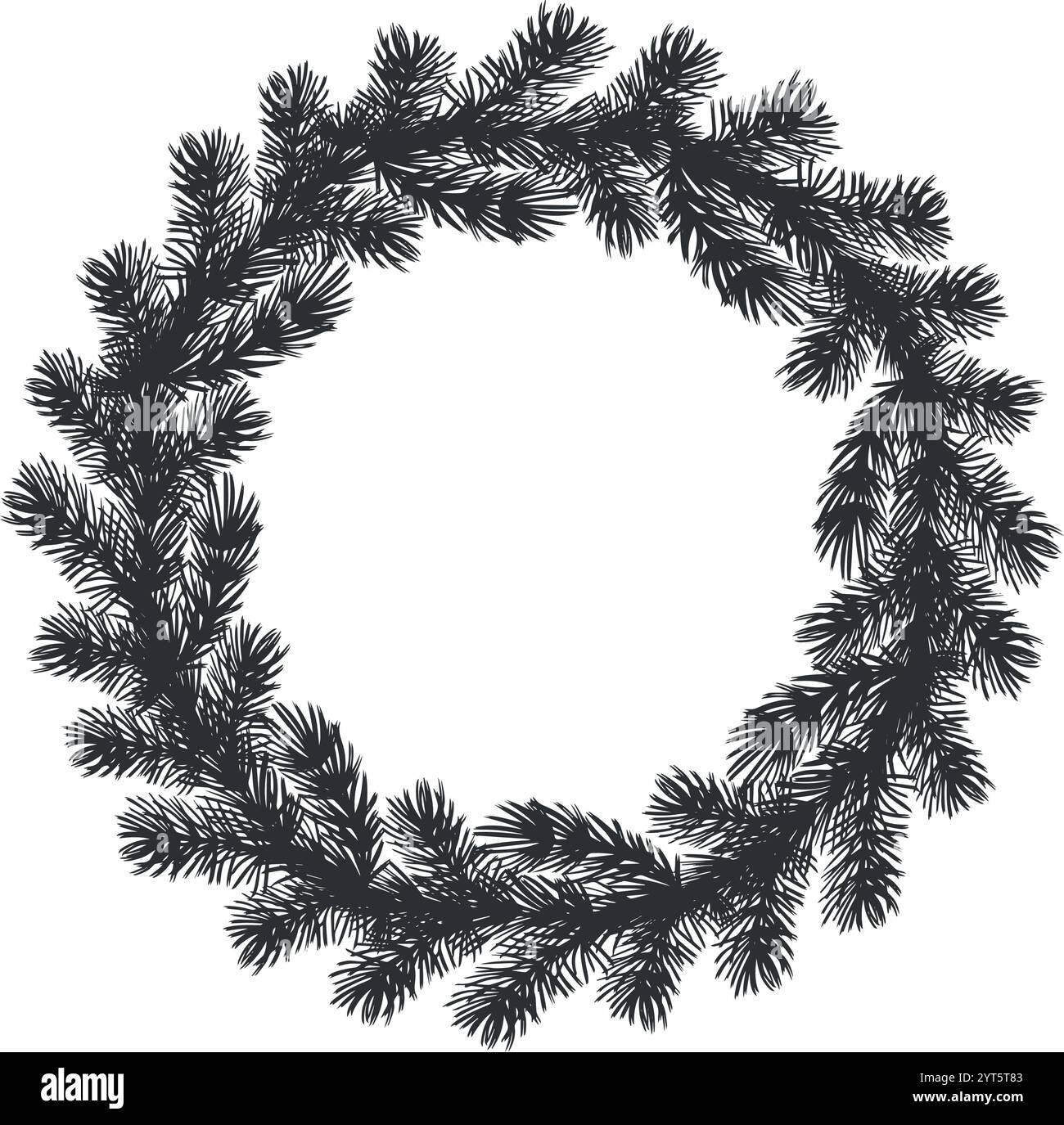 Christmas wreath and pine tree Black and White Stock Photos & Images ...