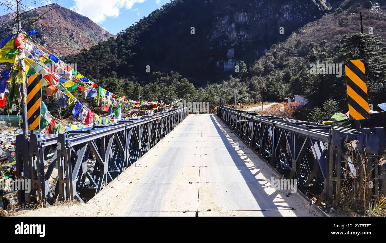 Historic iron bridge near Shungetsar Lake offering a rustic charm ...