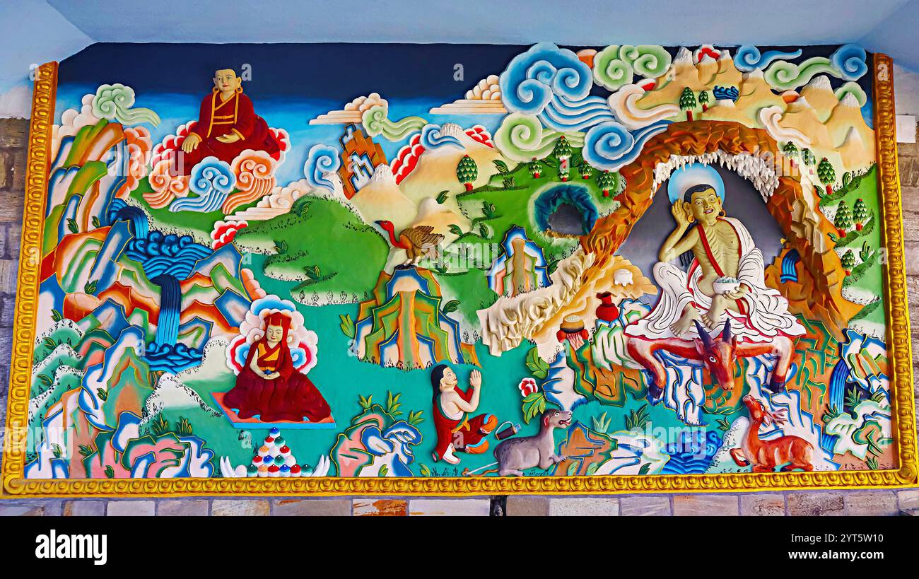 Intricate carvings depicting stories from Lord Buddha's life on the ...