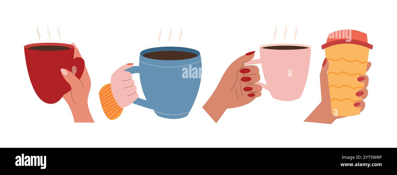 Hands coffee tea cups Cut Out Stock Images & Pictures - Alamy