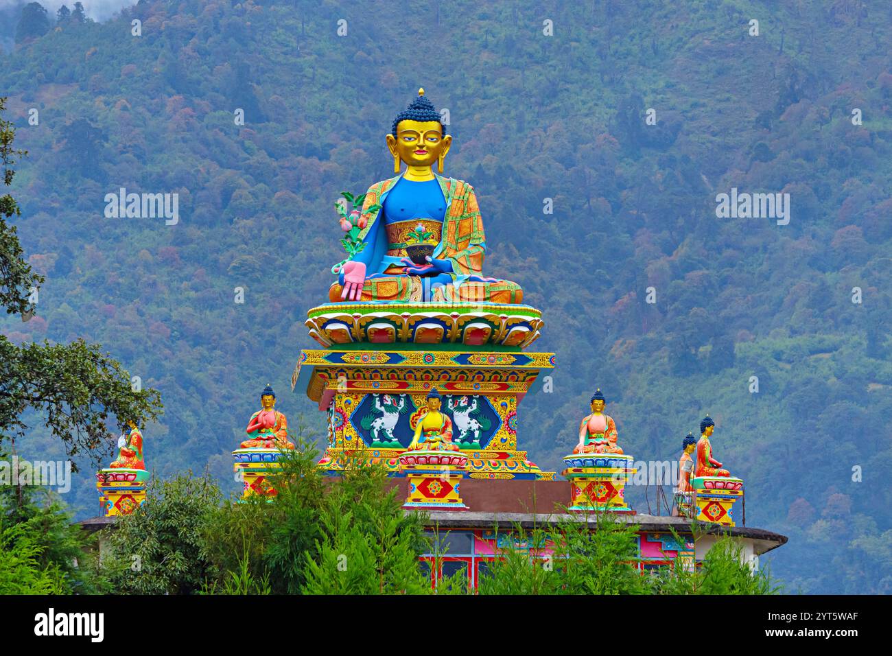 Imposing statue of Lord Buddha near Khinmey Nyingma Monastery ...