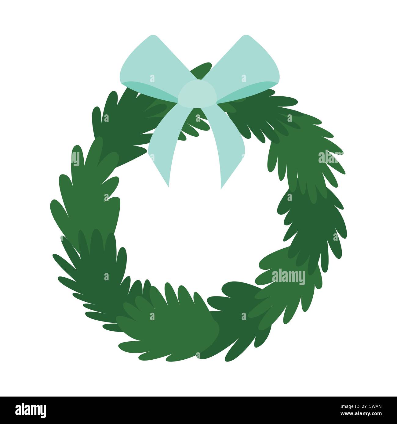 Christmas wreath with bow flat vector illustration Stock Vector Image ...