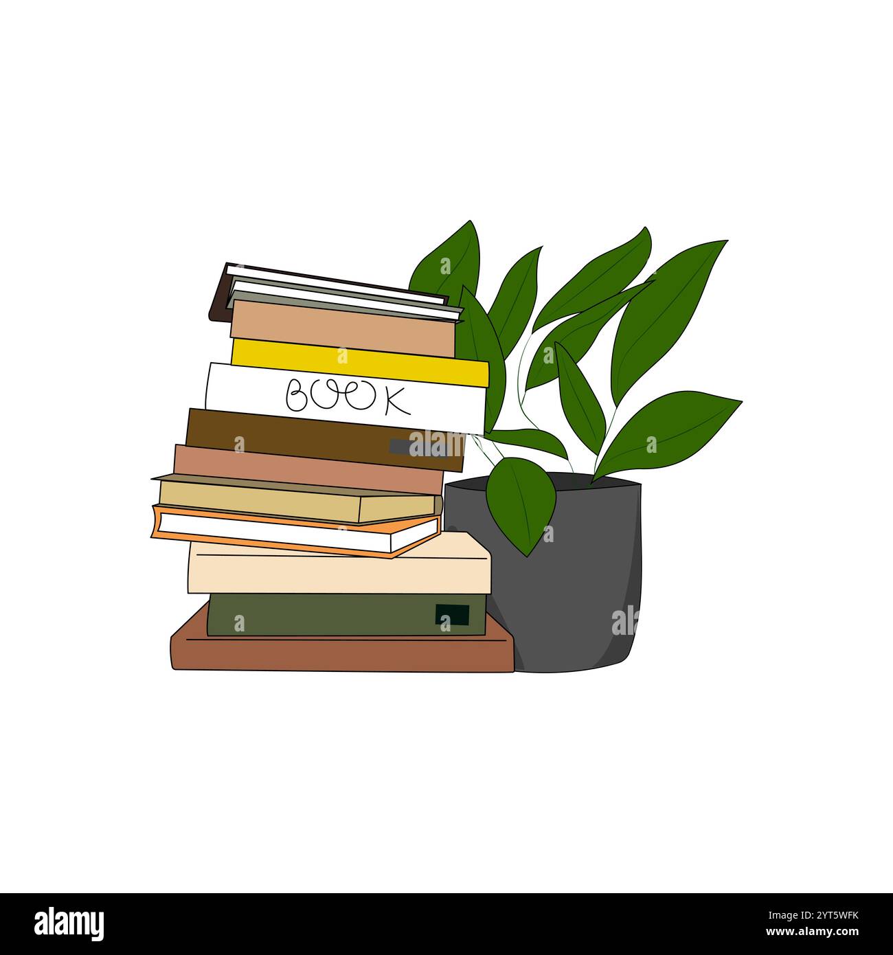 A stack of books and plant. A cozy stack of knowledge and growth ...