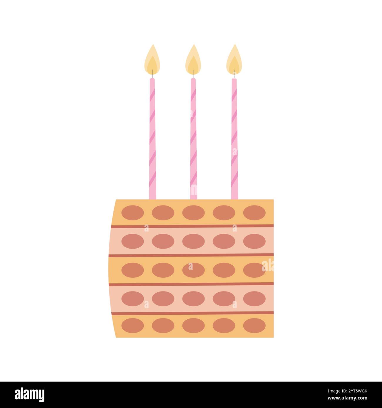 Slice of cake with three candles Stock Vector Image & Art - Alamy