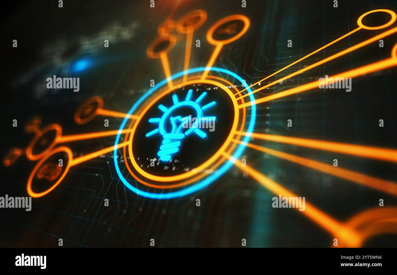 Idea bulb light inspiration and creativity symbol digital concept ...