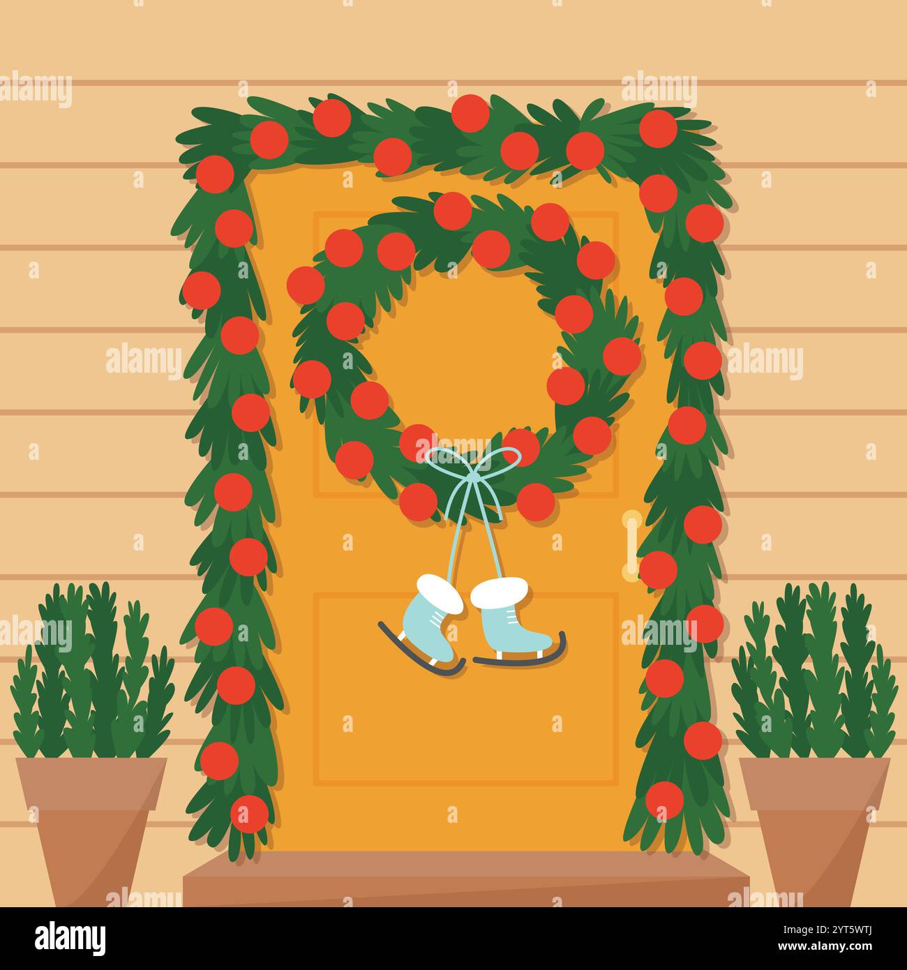 House front door snow Stock Vector Images - Alamy