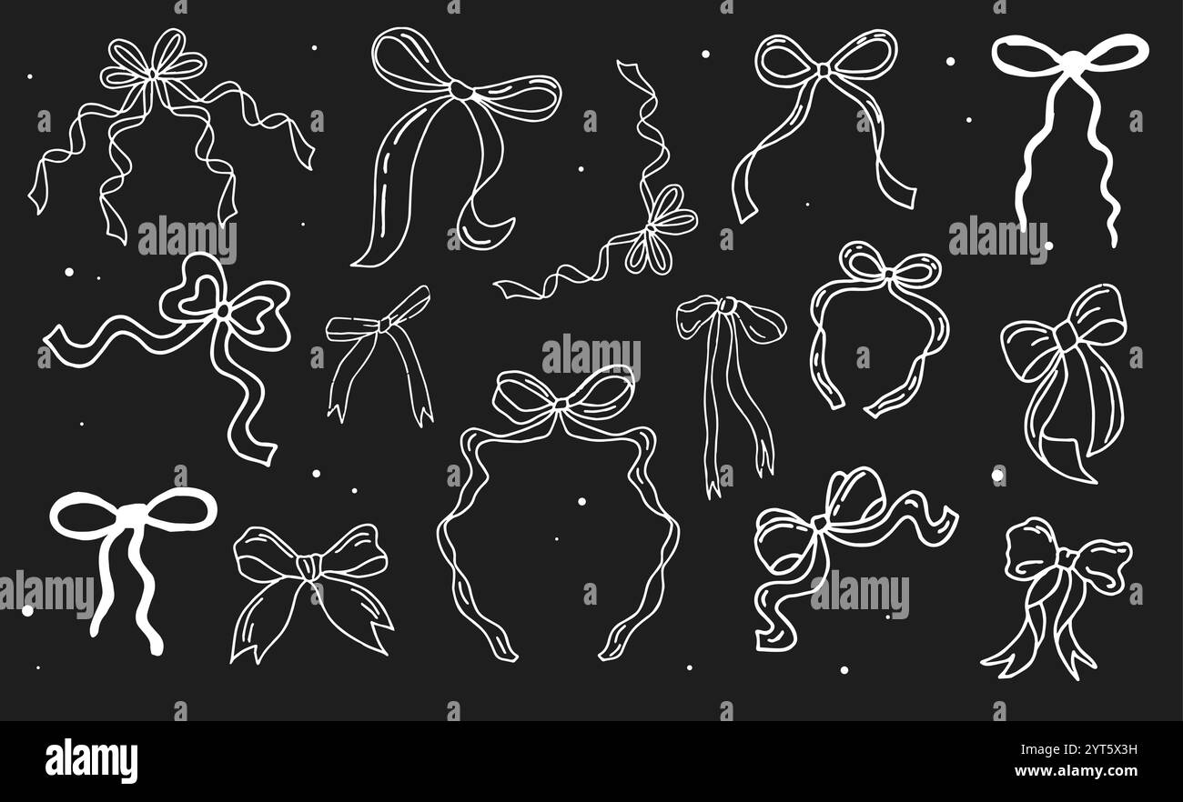 Doodle coquettish ribbons set. Hand drawn vector design Stock Vector ...