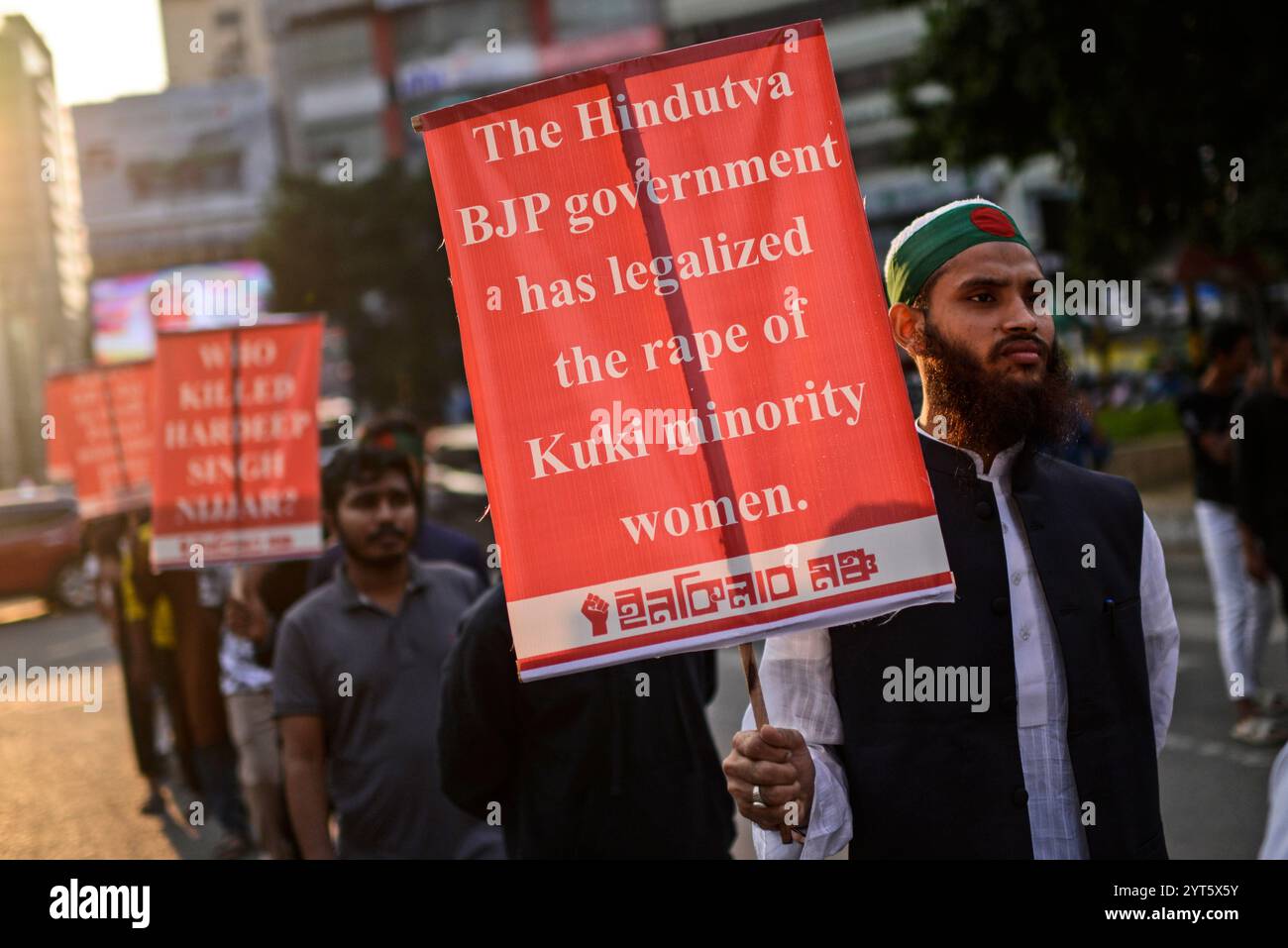 Members of Inquilab Mancha participate in a protest outside High ...