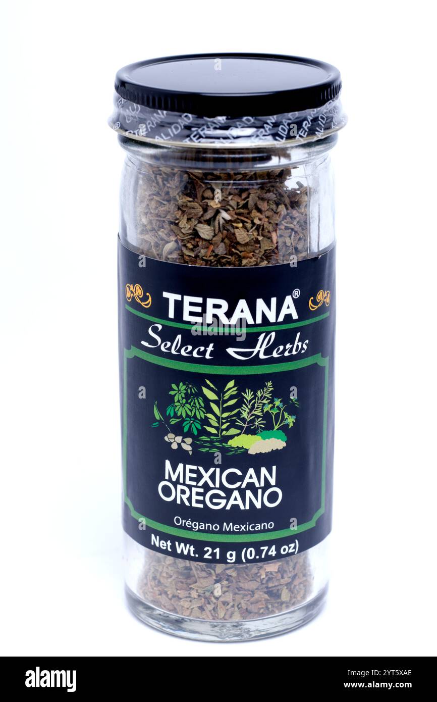 21g Jar of Terana Mexican Oregano on a White Background Stock Photo - Alamy